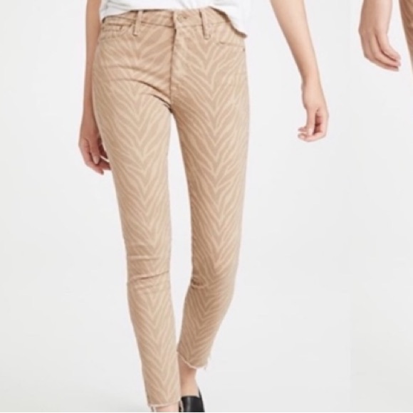 MOTHER | Jeans | Mother Looker Ankle Fray Tan Sweet Stripes Zebra ...
